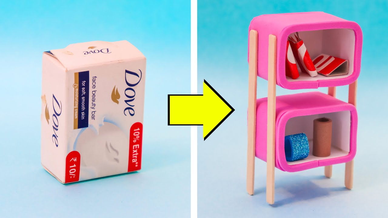 DIY Modern dollhouse furniture from waste box || Miniature storage box ...