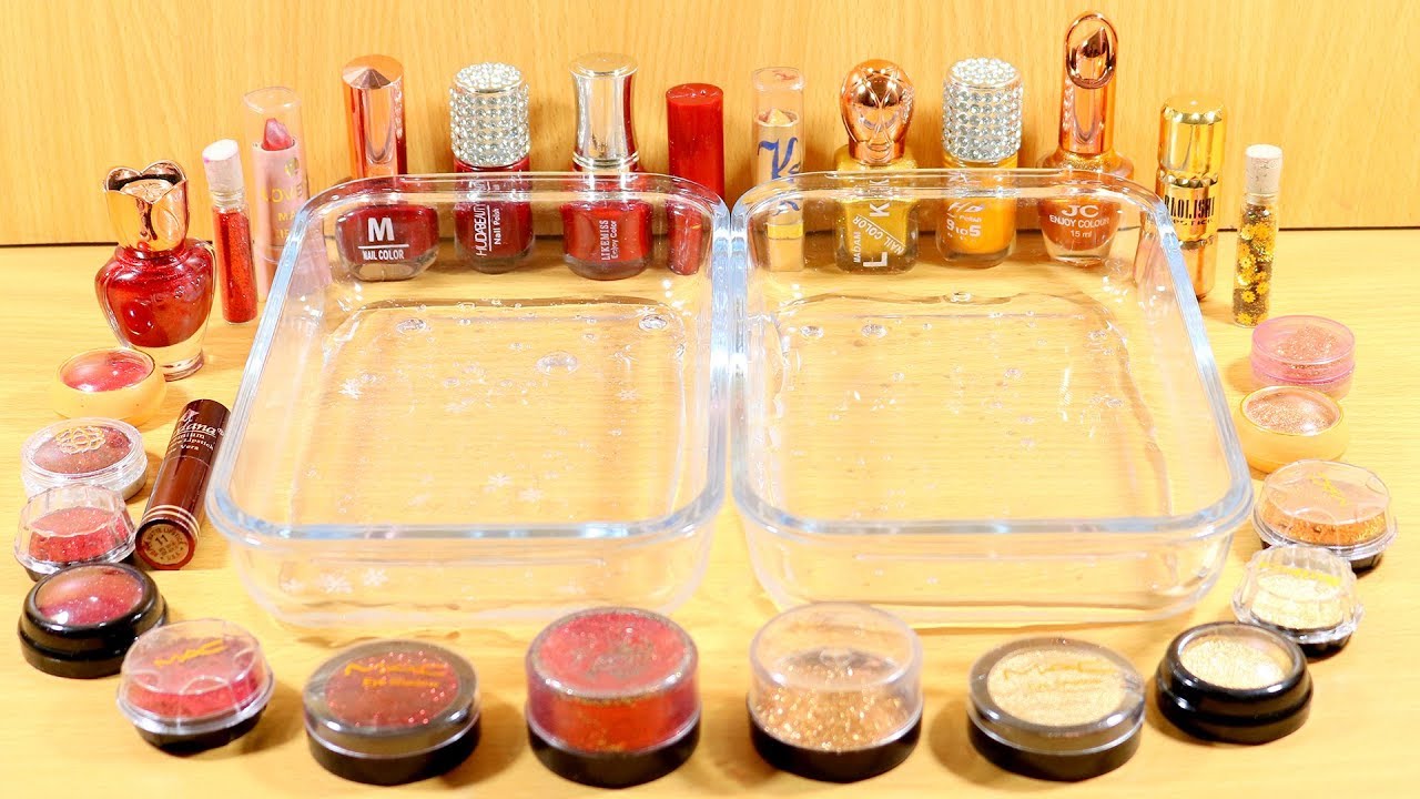 Red vs Gold | Mixing Makeup Eyeshadow Into Clear Slime - Special Slime ...