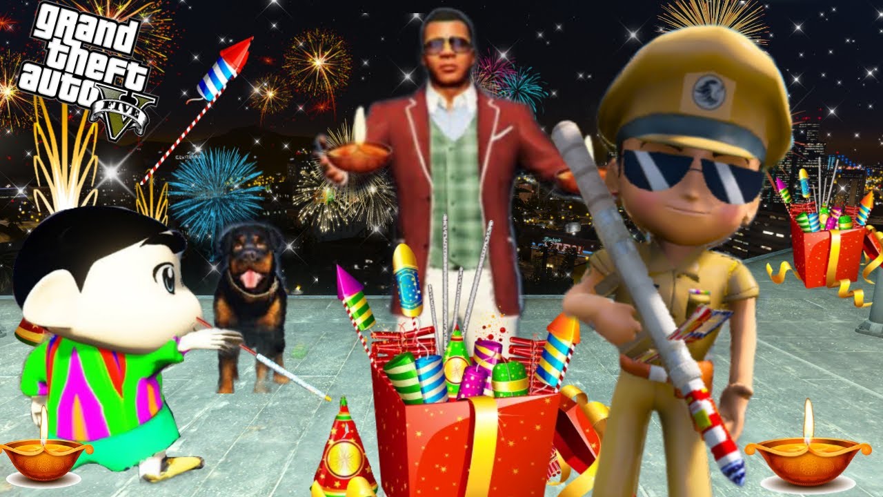 GTA 5: Little Singham Celebrate Diwali With Shinchan and Franklin in ...
