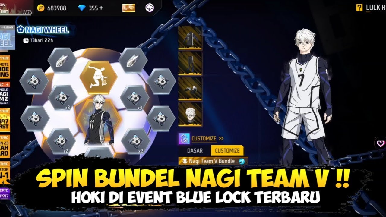 SPIN BUNDLE NAGI TEAM V BLUE LOCK! EVENT FREE FIRE TERBARU NAGI WHEEL ...