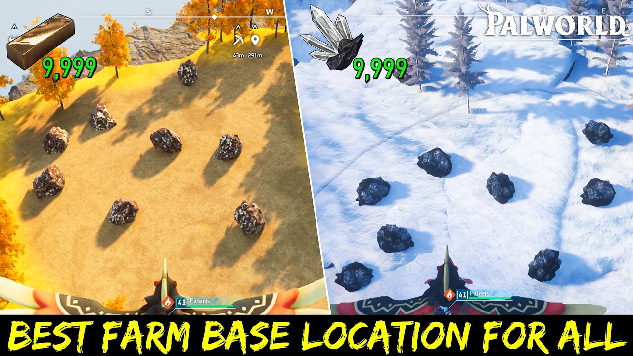 Palworld Farm Base Location | Ingot, Sulfur, Pure Quartz, Coal Farm ...