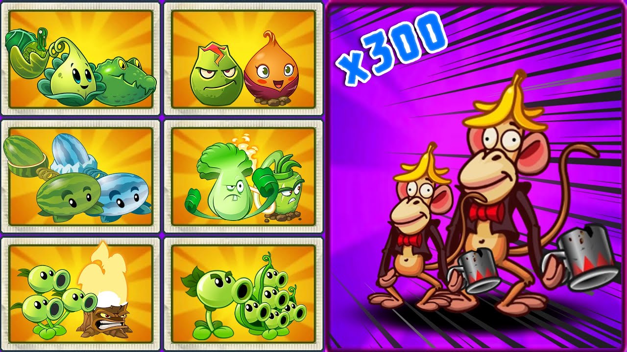 PVZ 2 Challenge - Combo 50 Team Pair Plants Vs 300 Zombies Monkey - How ...