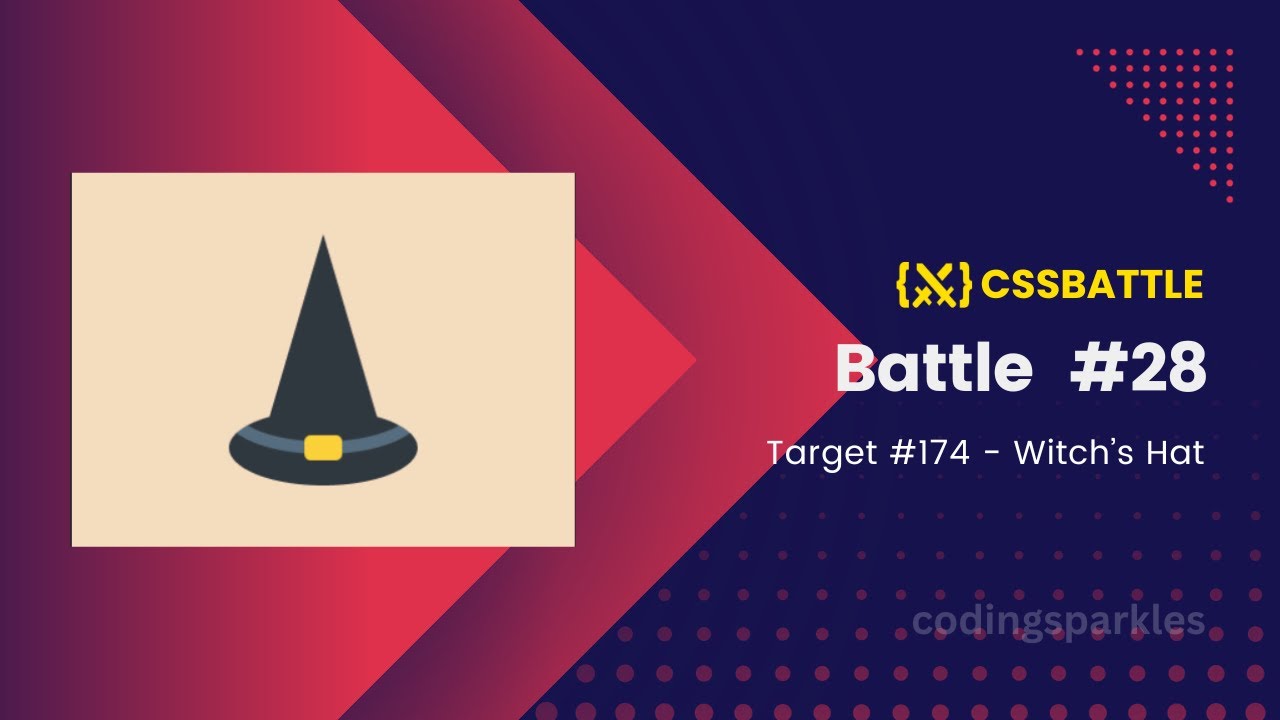 Css Battle Battle 28 Revert Target 174 Witch S Hat Css Cssbattle Youtube