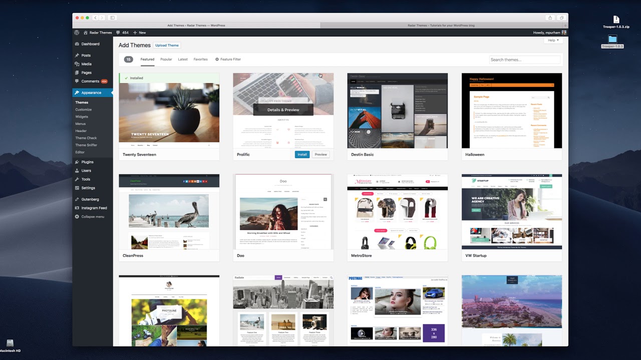 How to install a WordPress theme via the dashboard - YouTube