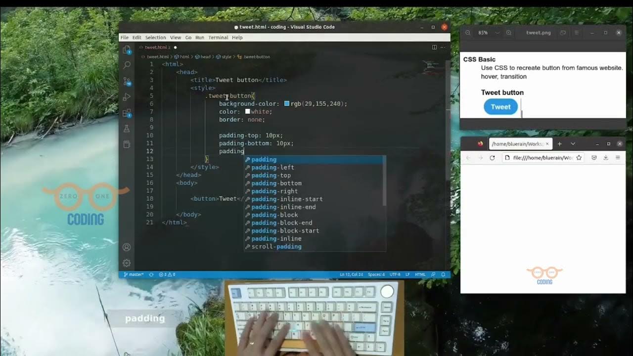 Basic HTML CSS | How to Code a Tweet Button | ASMR Programming - YouTube