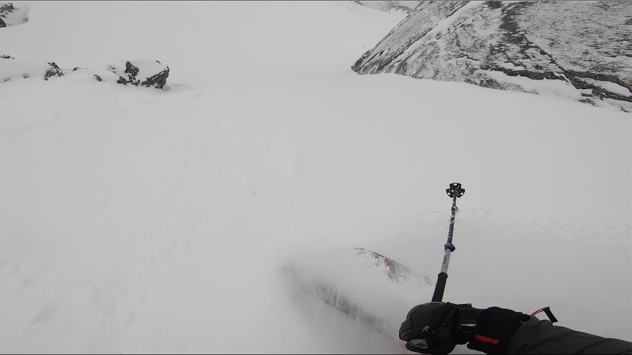 Skiing Purple col in deep powder (Kananaskis ski touring) - YouTube