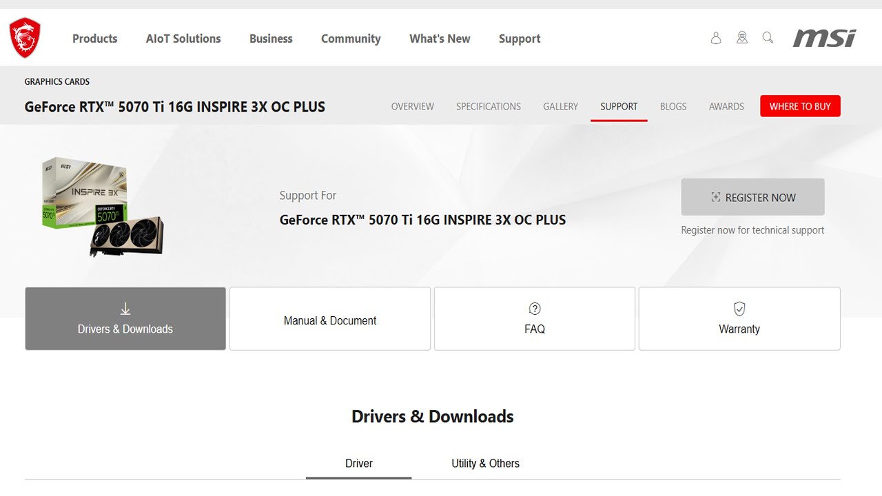 Download Driver MSI GeForce RTX™ 5070 Ti 16G INSPIRE 3X Driver for ...