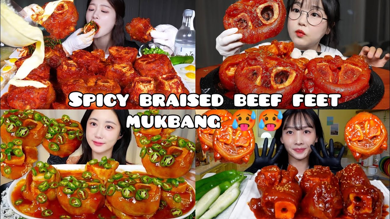 SPICY BRAISED BEEF FEET MUKBANG COMPILATIONS 🤤🤤#mukbangers # ...