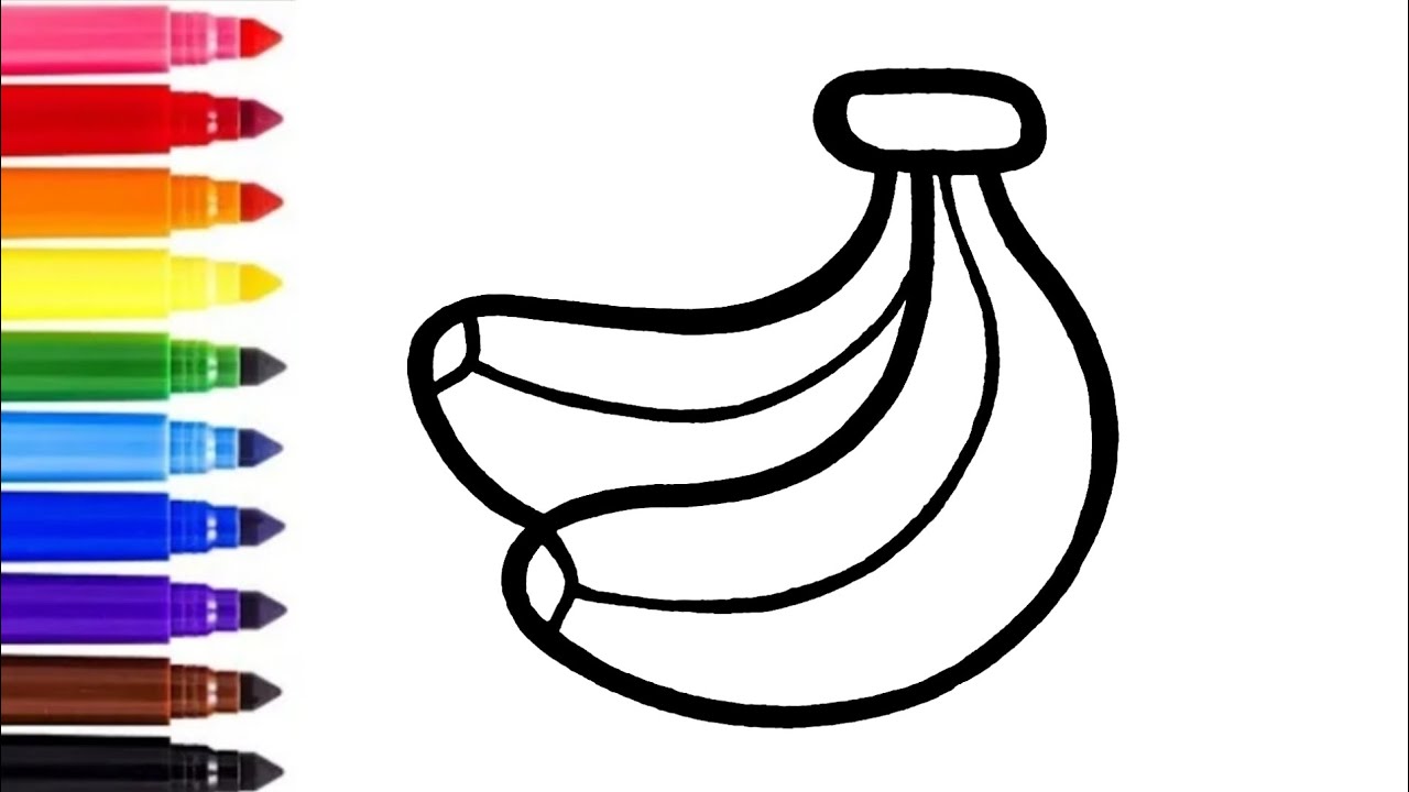 How to draw a Banana | Banana Drawing, Painting and Coloring for kids ...