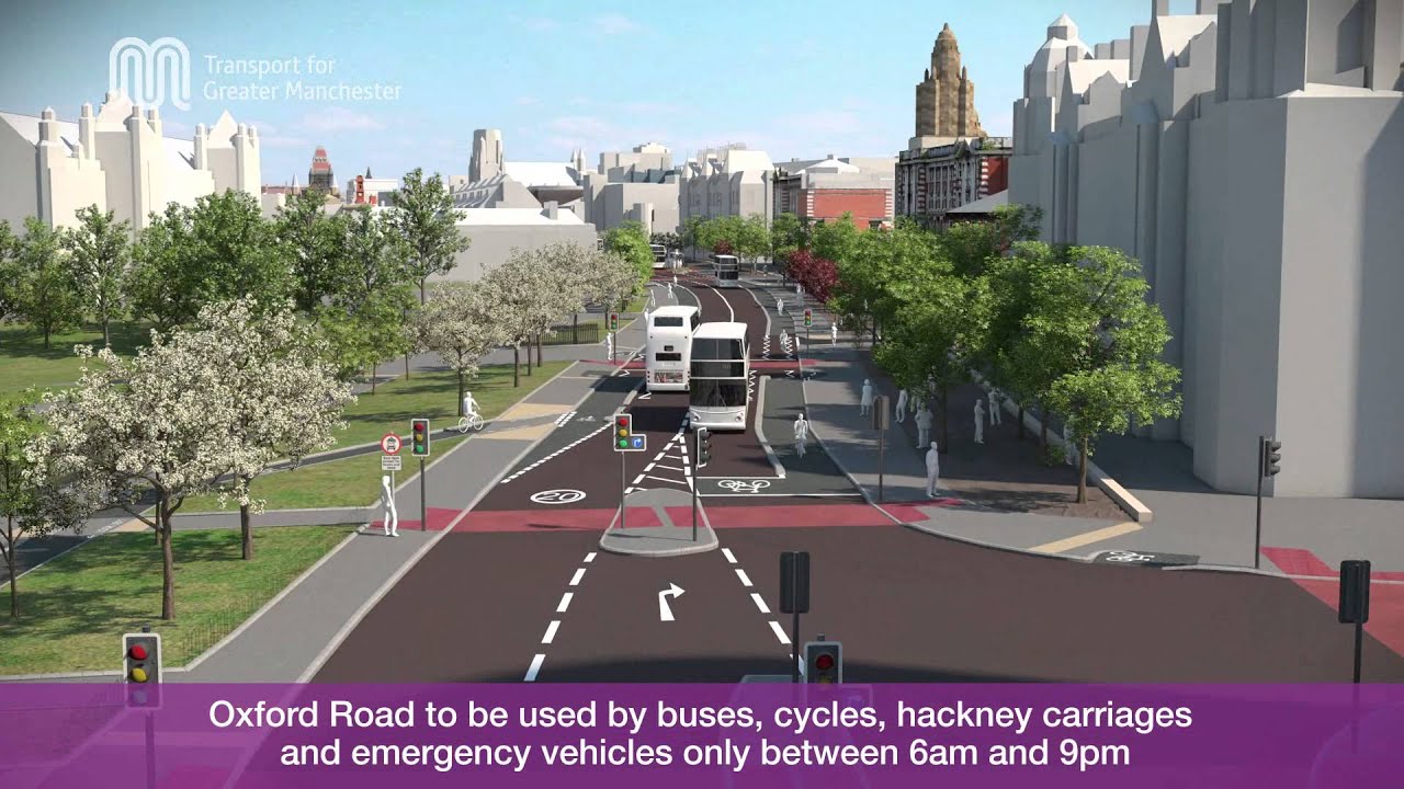 Oxford Road Flythrough - Bus priority scheme - YouTube