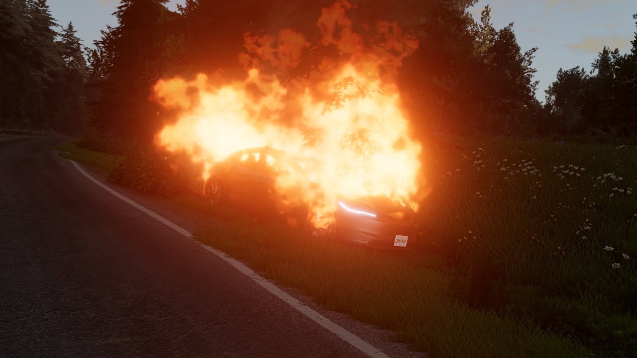 Tesla explodes while driving - Dashcam - YouTube