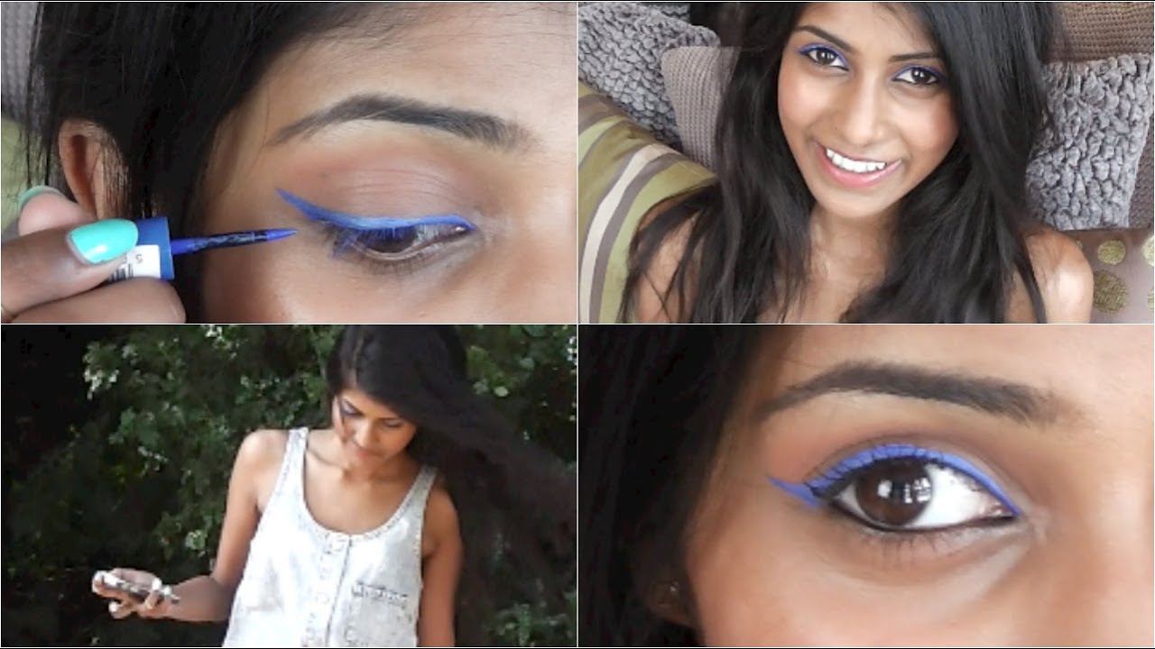 Blue Eyeliner Makeup Tutorial And Outfit Youtube