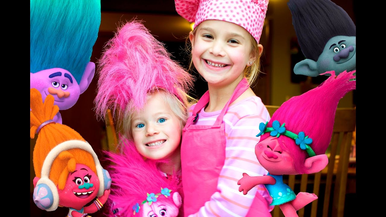 Trolls Movie cookies on KID CHEF with Charlotte and Grace - full ...