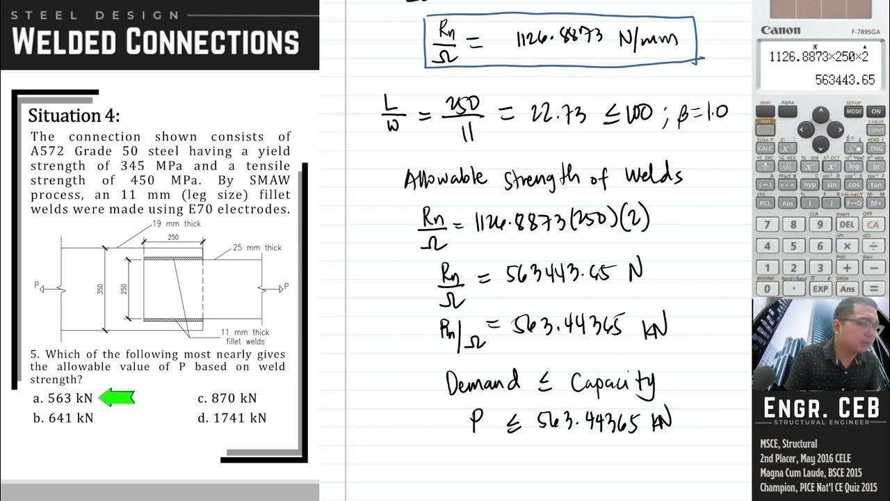 Solved Problems in Steel Design - Welded Connections Part 009 - YouTube