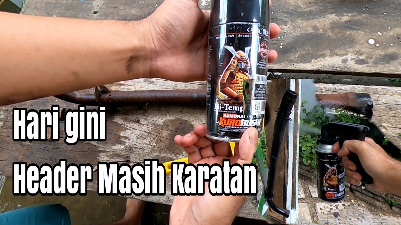 MENGHITAMKAN KARAT HEADER KNALPOT DENGAN CAT SAMMURAY - YouTube