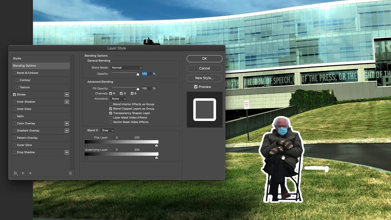 Bending Layer Styles in Photoshop 2021 - The Bernie Meme - YouTube
