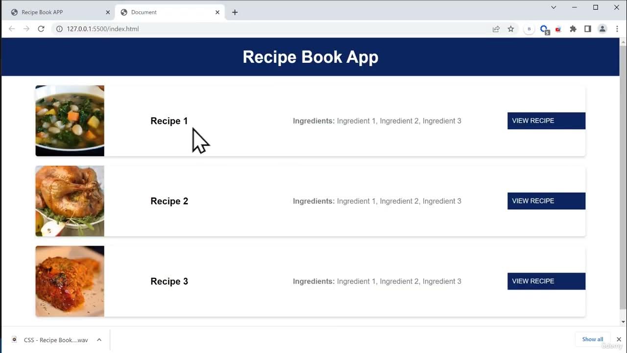 JavaScript Recipe Book App: Bringing Your HTML & CSS to Life - YouTube