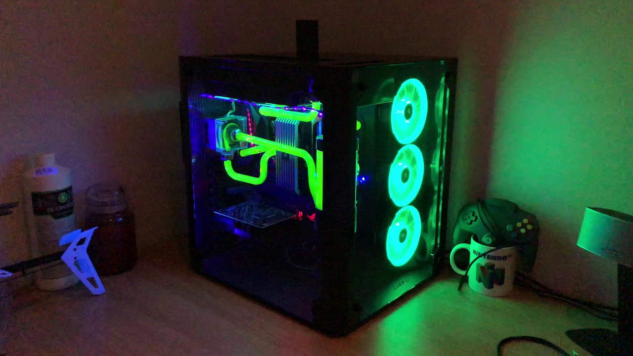 Toms Lian LI PC-08 Water cooled Acid Green EK PC - YouTube