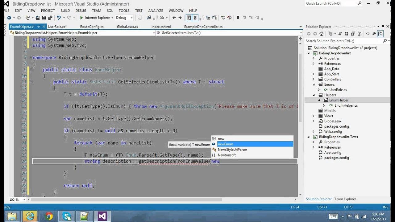 Binding Enum type with Dropdownlist in asp net MVC PART II - YouTube
