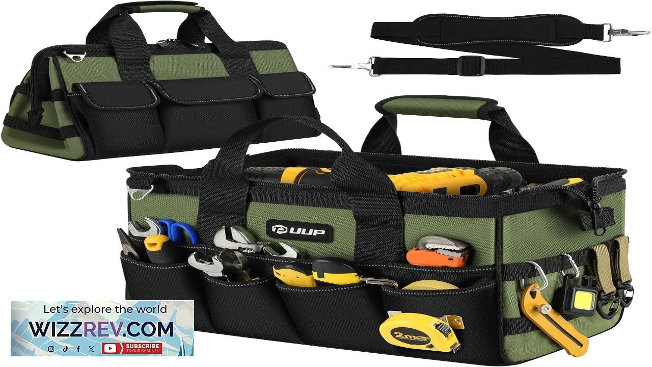 Heavy Duty Tool Bag 15-Inch 16-Pocket Portable Soft Tool Box Organizer ...