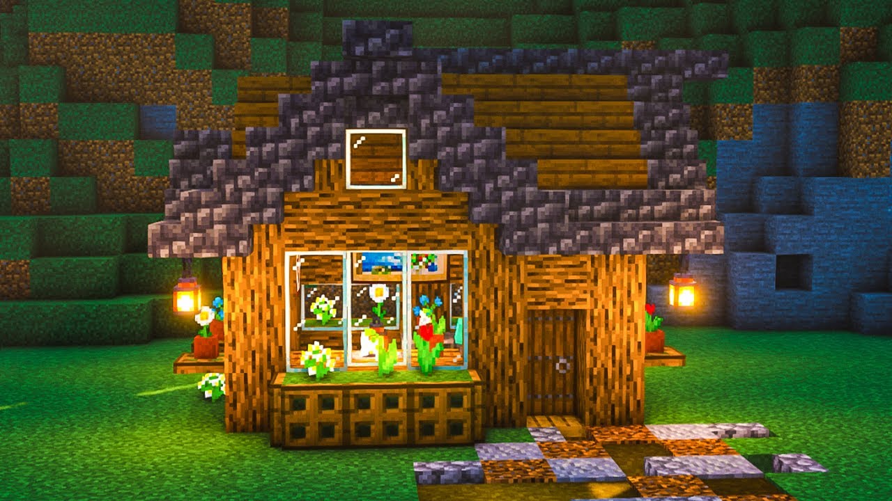 Minecraft Survival Starter House Tutorial Youtube