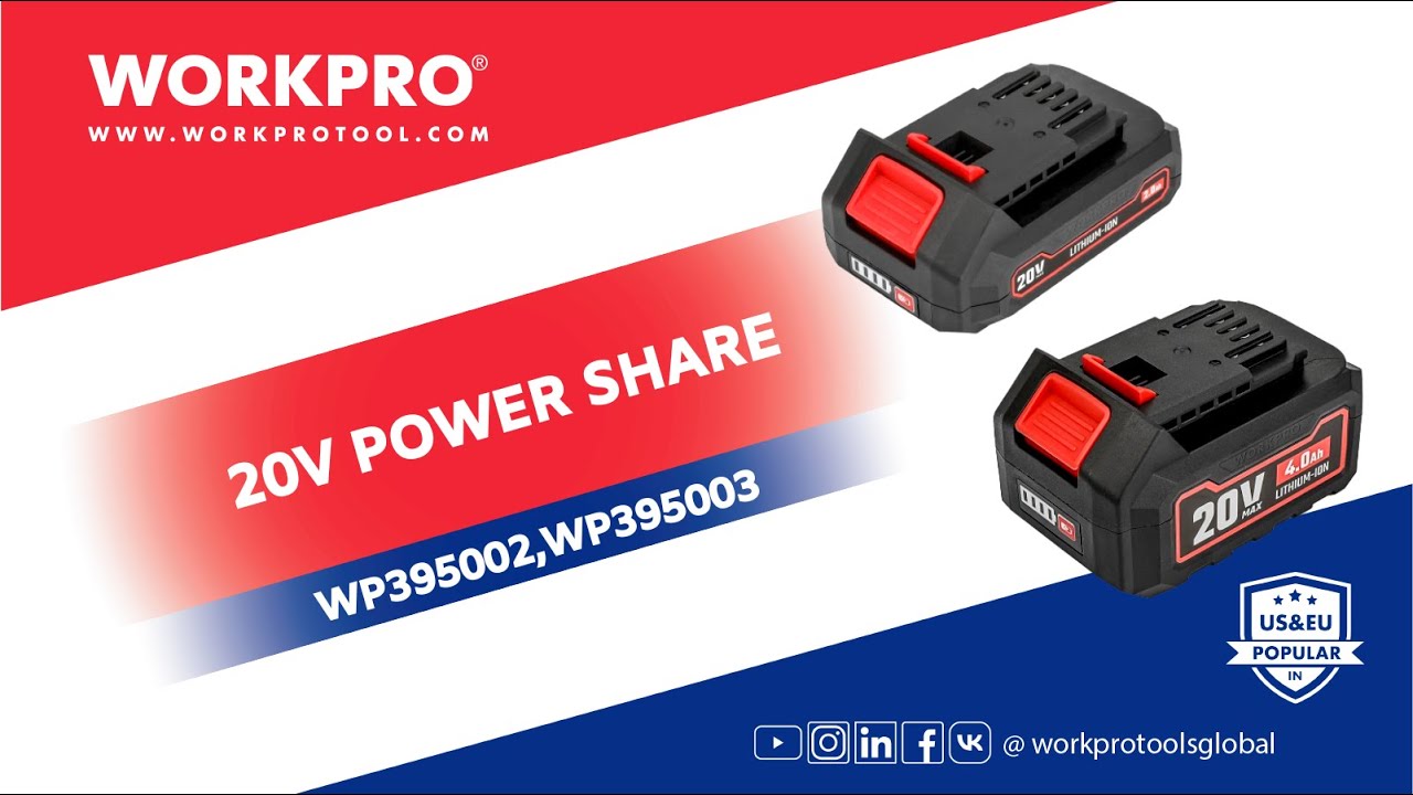 WORKPRO 20V POWER SHARE 2.0 4.0Ah BATTERY - YouTube