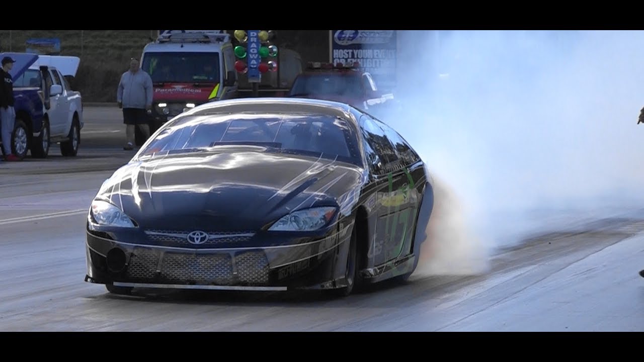 GAS RACING 2JZ POWERED PROMOD FX CAMRY 6.45 @ 217 MPH - YouTube
