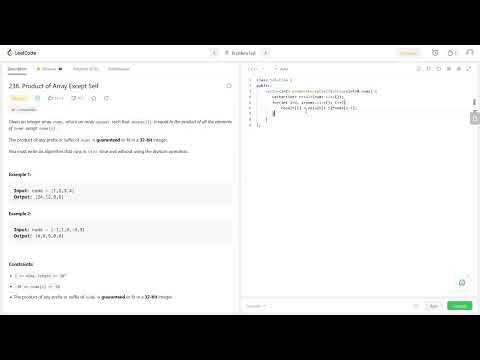 Product of Array Except Self | Blind75 - P4 | Leetcode | C++ - YouTube