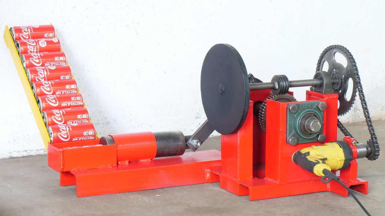 How To Make A Simple Homemade Drill Powered Can Crusher Machine | Diy ...