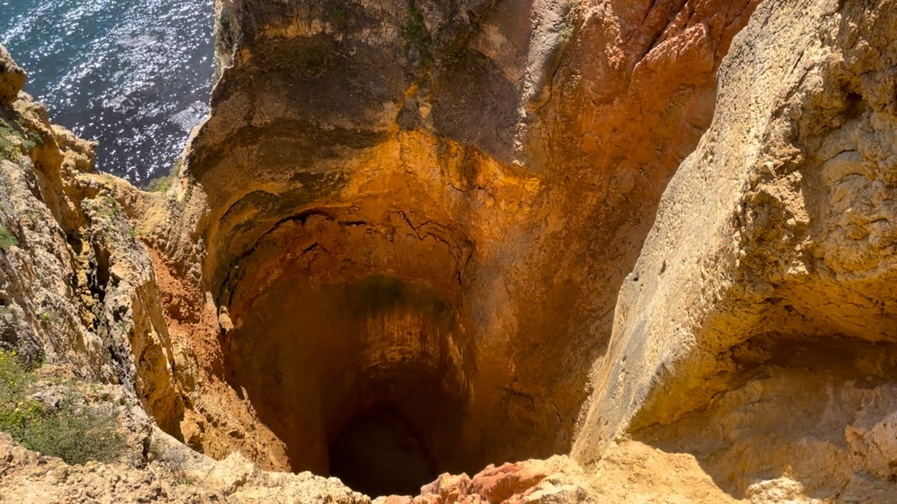 Deep hole in cliff in Lagos #nature #beautiful #ocean #asmr #portugal ...