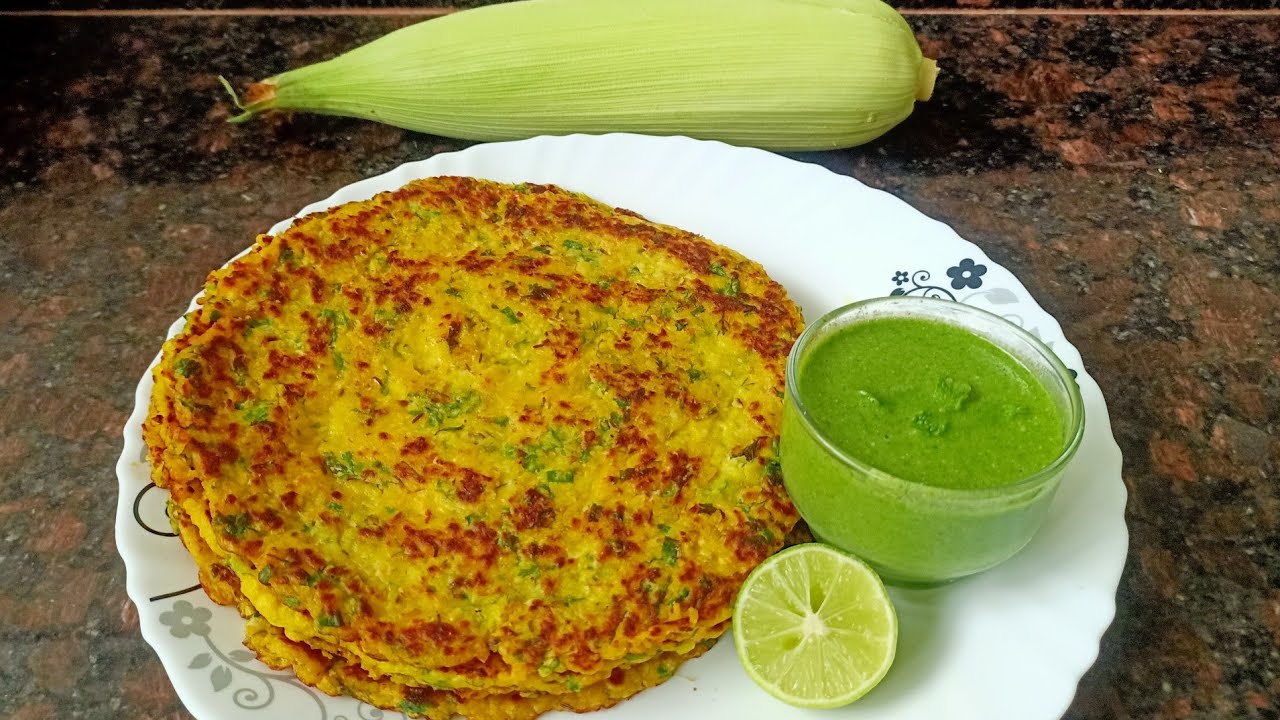 Sweetcorn chila with spicy coriander chutney| healthy breakfast recipe ...