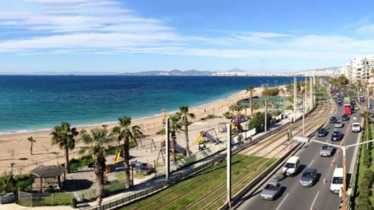 #91 Evening Flisvos coastal walk in Palaio Faliro, Athens, Greece - YouTube