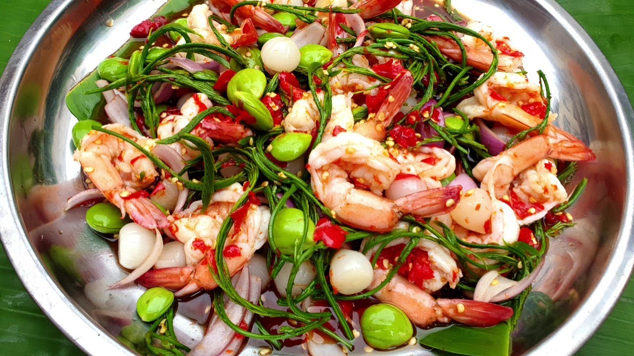 1154 ยำสามเหม็นกุ้งสดปลาร้านัว กุ้งเด้งๆ น้ำยำจัดจ้าน Spicy stinky ...