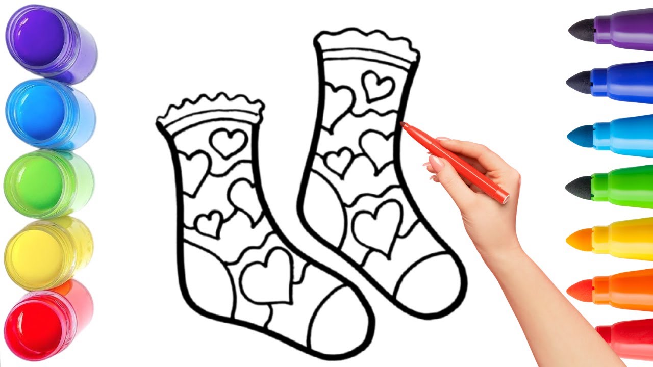 How To Draw cute socks Drawing, Painting & Coloring For Kids and ...