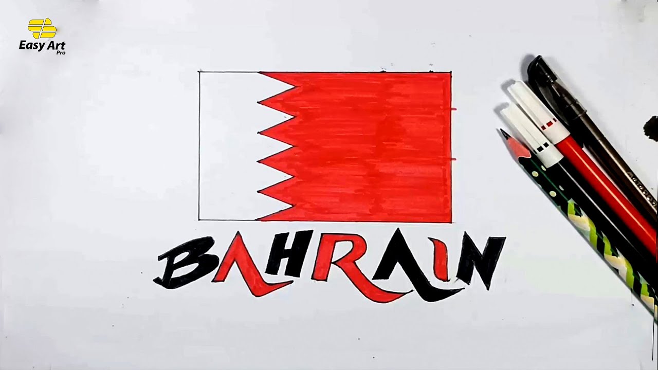 🇧🇭 Bahrain Flag Drawing step by step || How to draw Flag of Bahrain ...