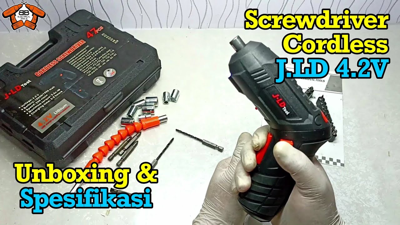 Unboxing Bor Obeng Baterai Dengan Koper Dan Aksesoris Screwdriver