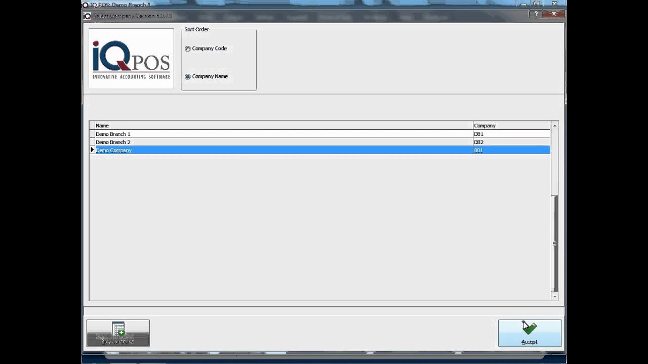 IQ POS Utilities Select Company 1 Select Company - YouTube