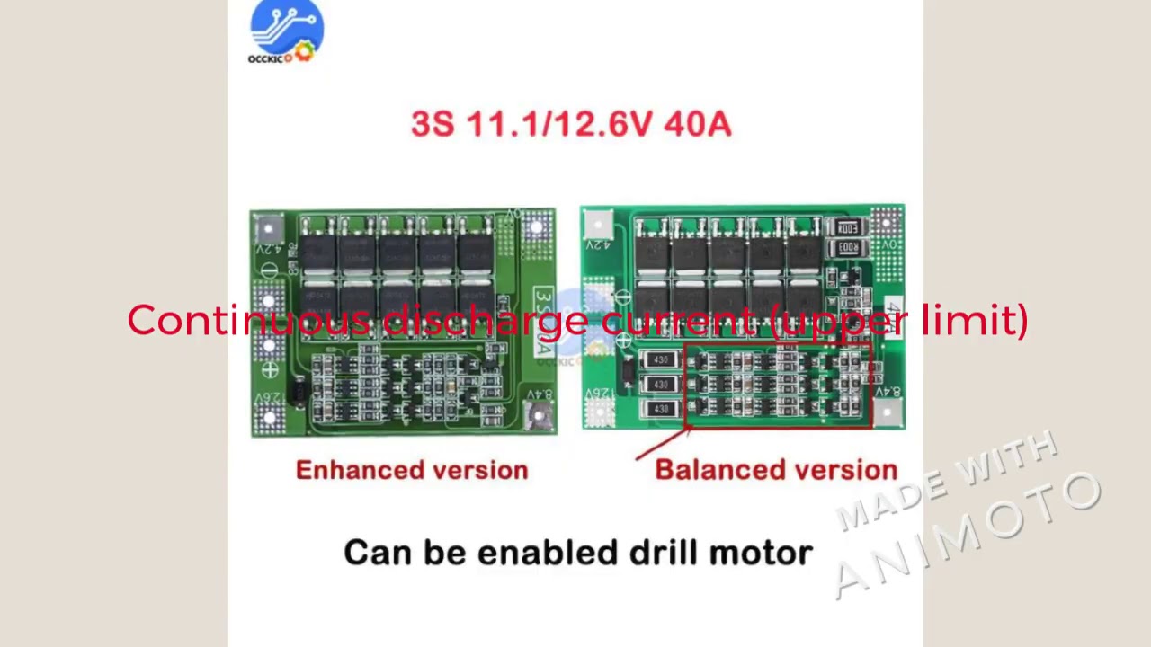 #Lithium #battery #protection #card 3S 40A BMS improved balance version ...
