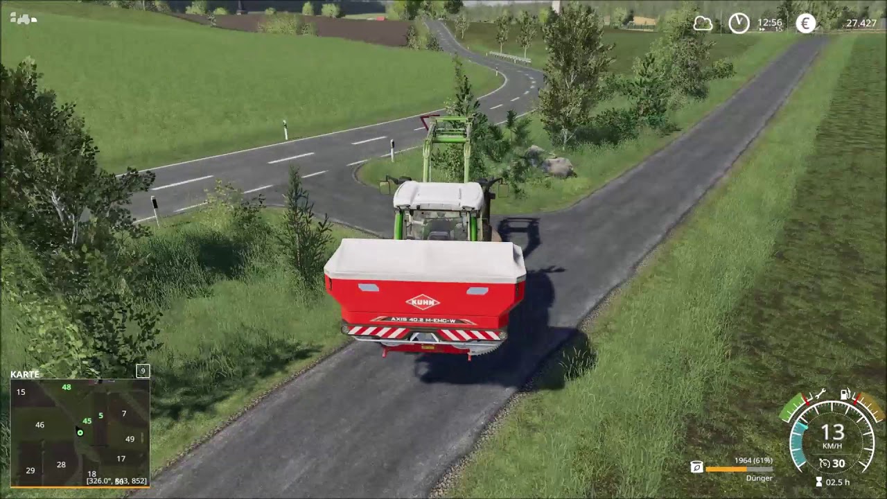 LS 19|Timelapse|Ebelsbach|Dünger streuen #4 - YouTube