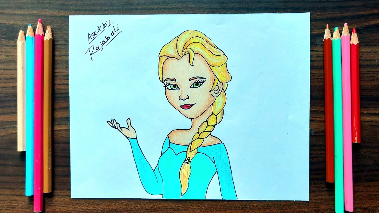 Beautiful Elsa Drawing For Beginners|How To Draw Elsa|Frozen|Elsa - YouTube