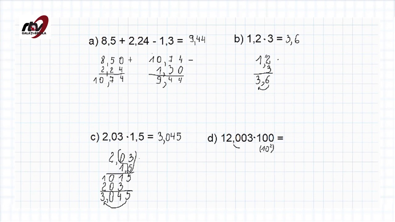 MATEMATICA - CLASA A VI-A - OPERATII CU NUMERE ZECIMALE (RECAPITULARE ...