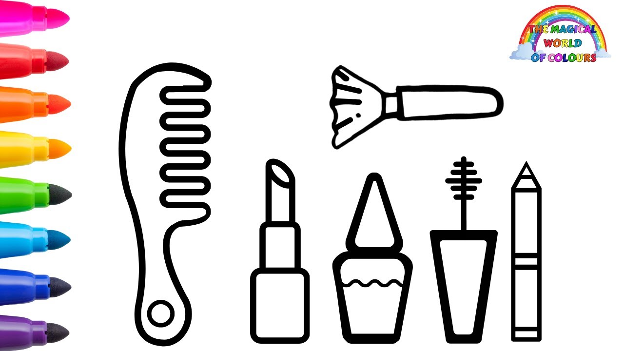 Drawing and coloring makeup and beautiful objects for children 💄💅👁️🖌️🌈 ...