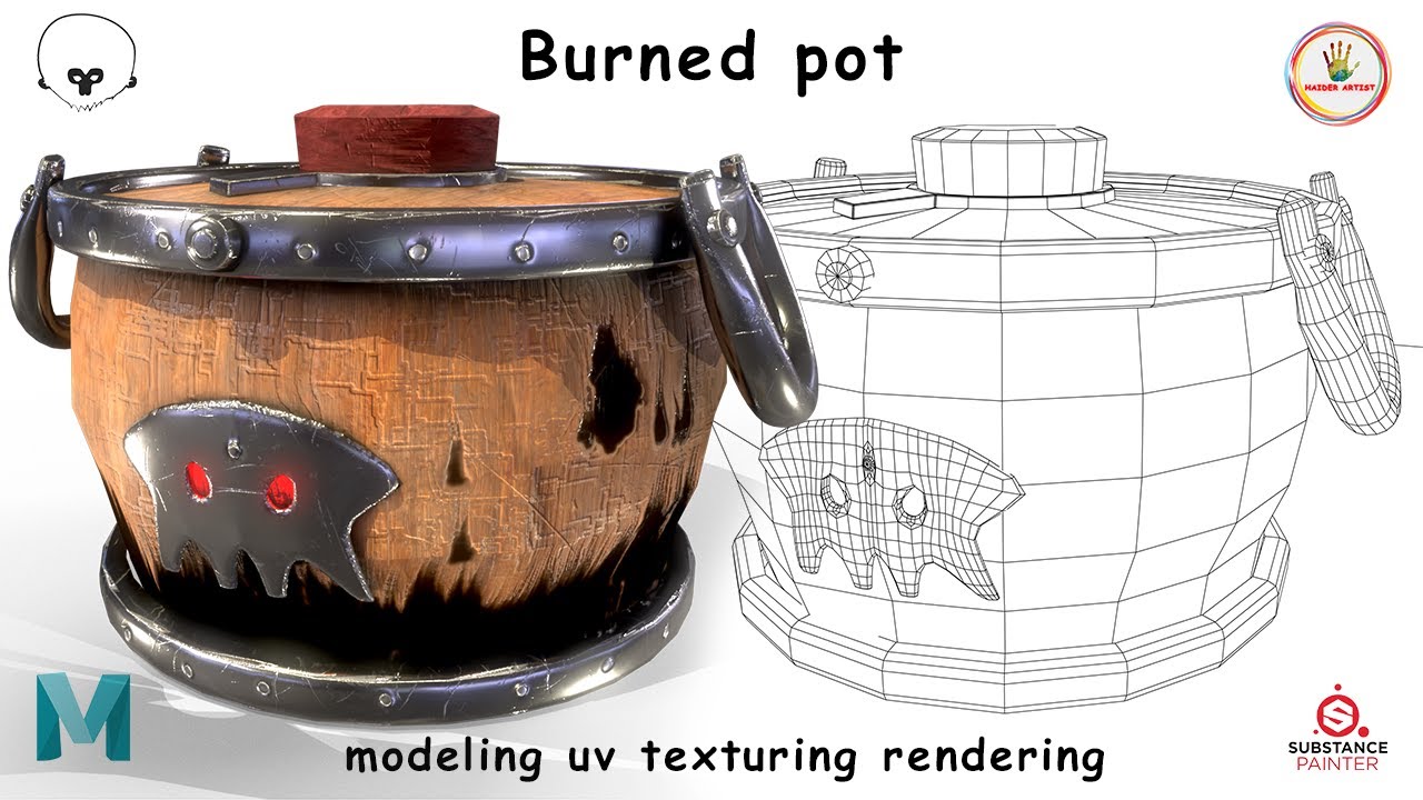 Burned pot Texturing Substance painter for beginners - YouTube