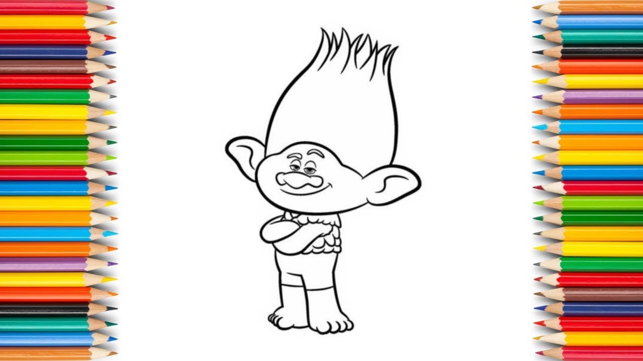 How To Draw Troll’s Branch, Painting and Colouring for Kids - YouTube