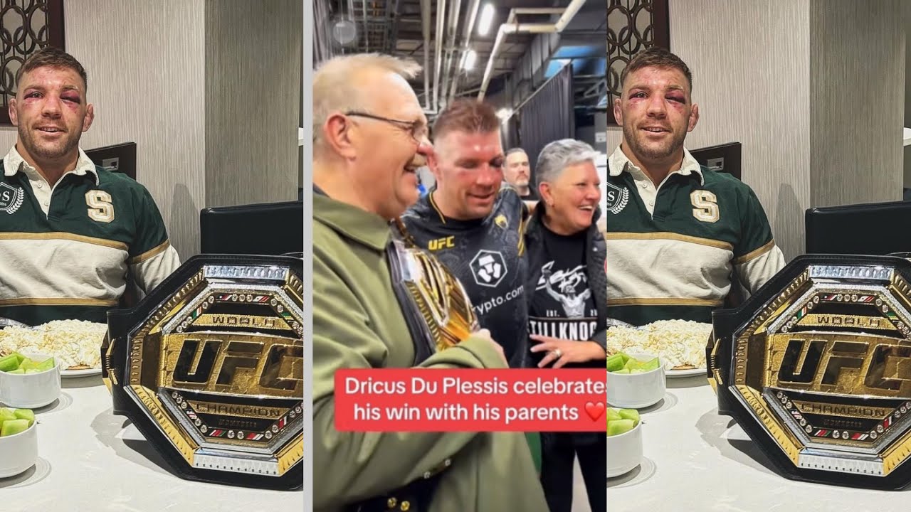 UFC Dricus Du plessis celebrates historic win with his parents in ...