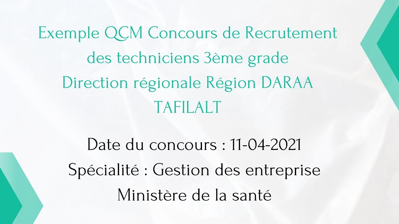 Correction qcm du concours des techniciens de 3ème grade du ministère ...