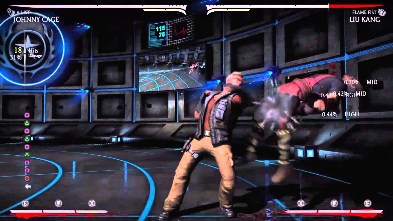 MKX | Johnny Cage {A-List} Flashy Glow Flip-kick Combo - YouTube