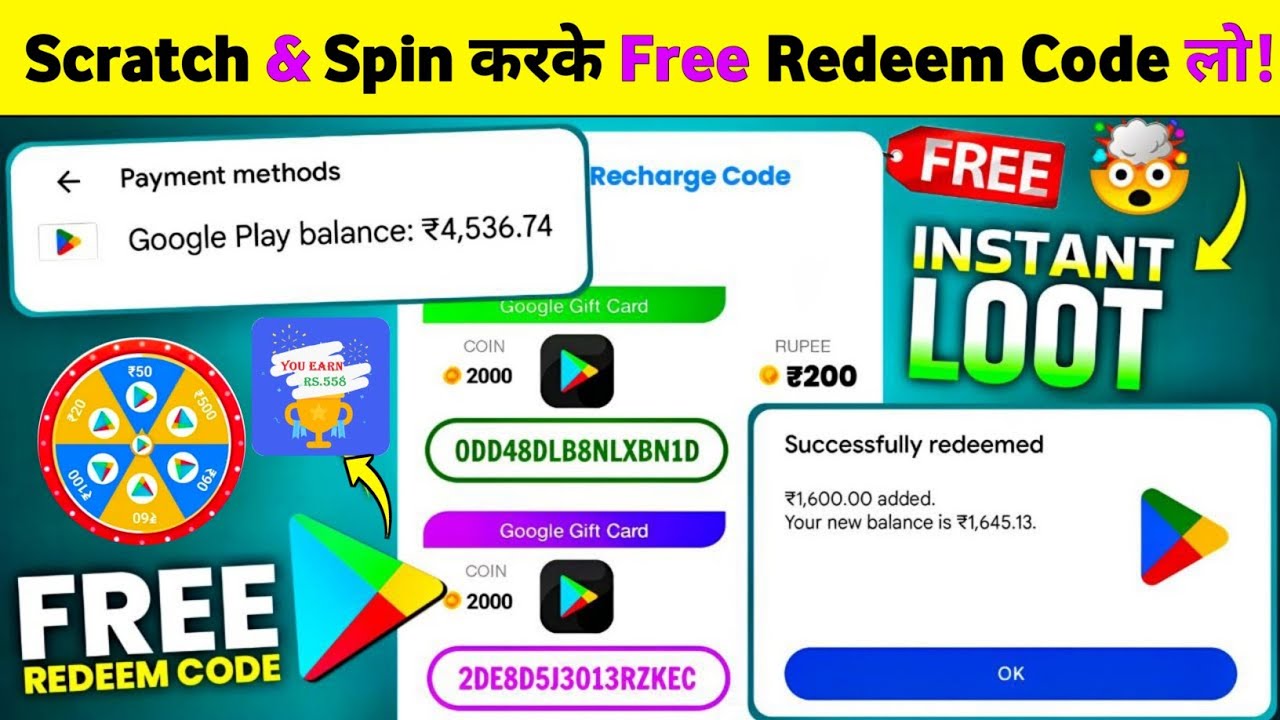 Free Redeem Code (Spin & Scratch) | Free Redeem Code App | Google Play ...