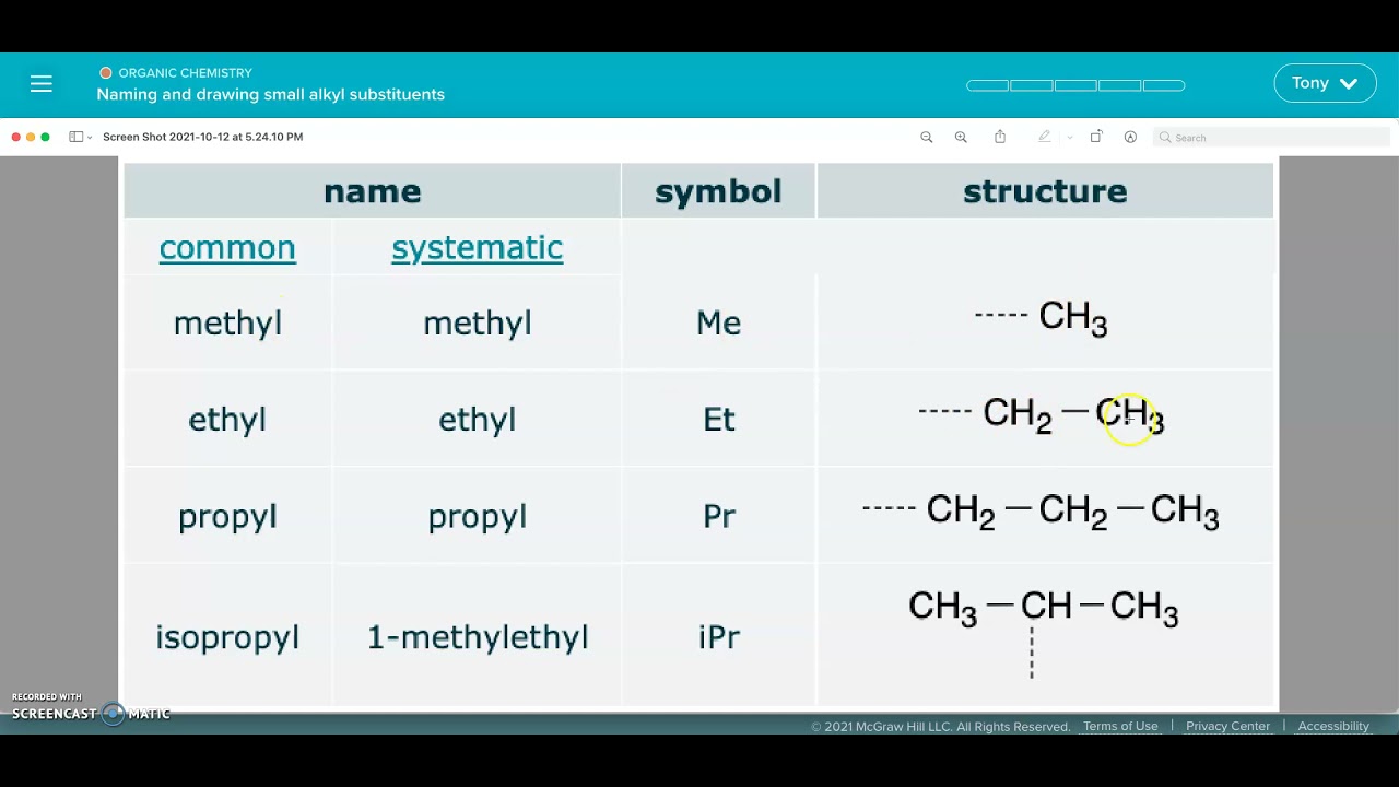 ALEKS Naming And Drawing Small Alkyl Substituents YouTube ALEKS Naming And Drawing Small Alkyl Substituents YouTube