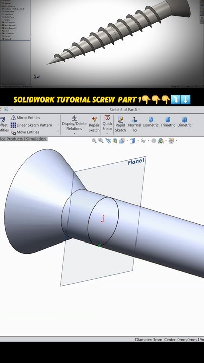 Solidwork tutorial screw Cad Design SolidWorks #solidworks #ytshorts #3ddesign #cad #mechanic ...